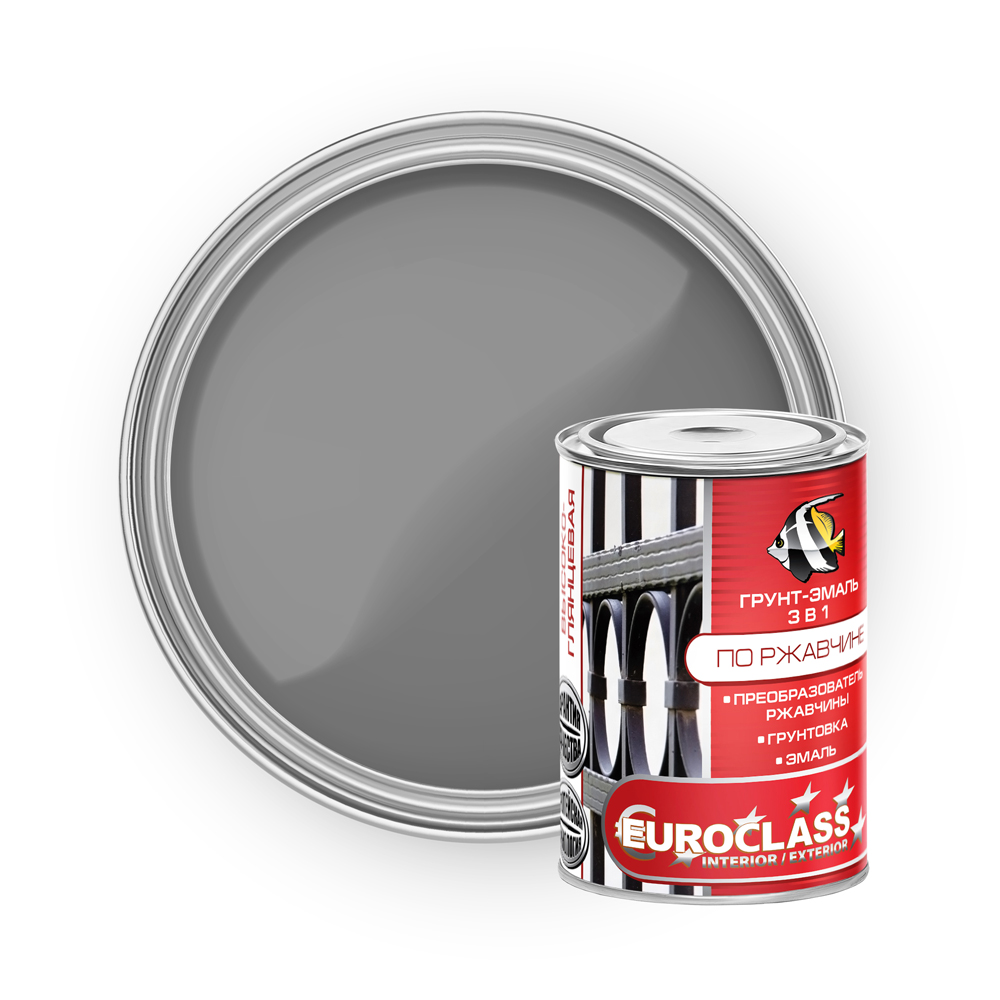 Грунт-эмаль по ржавчине 3 в1 гладкая глянцевая светло-серая RAL 7004 ...